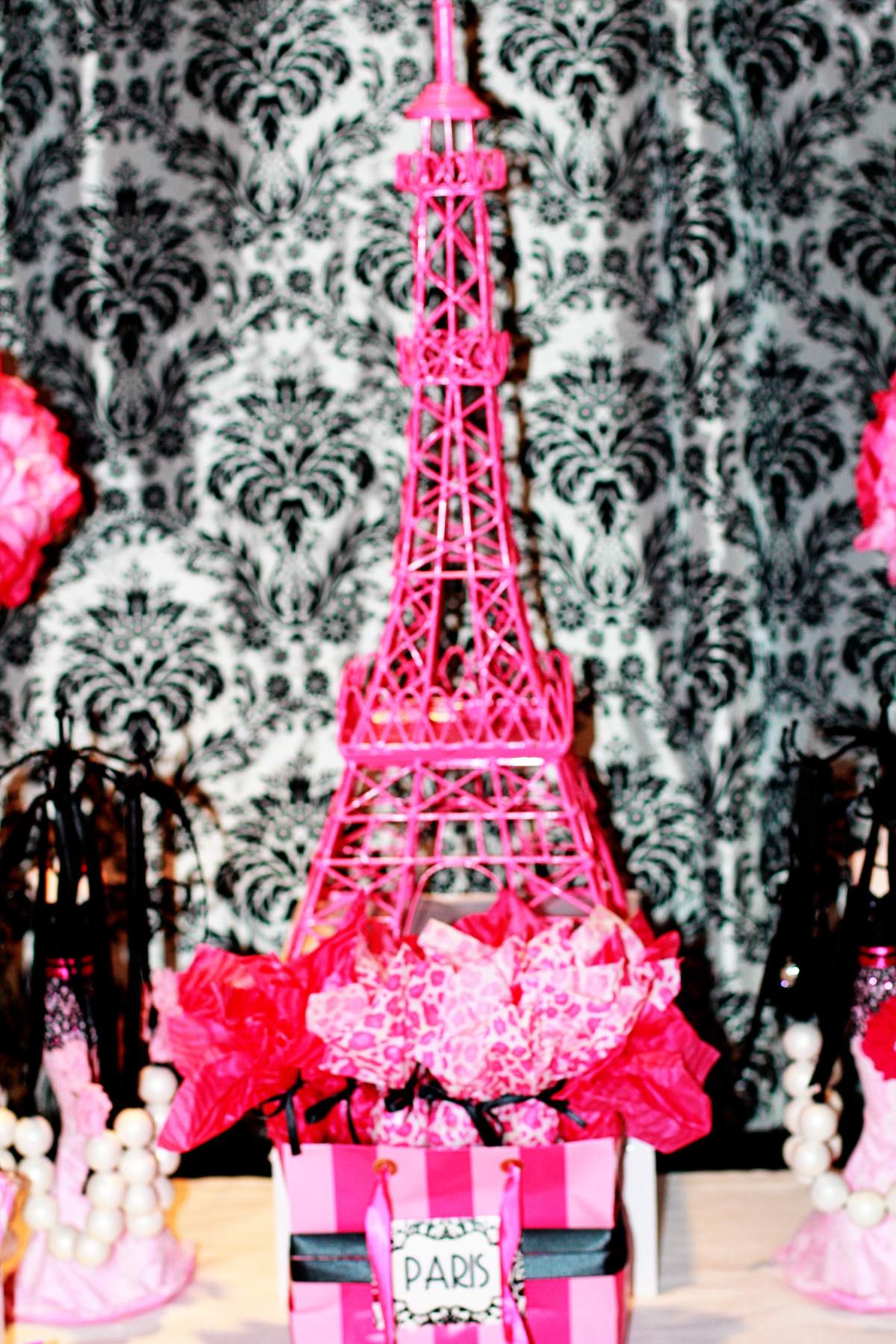 Parisian, French, Paris, Pink, Pink and black Birthday Party Ideas ...
