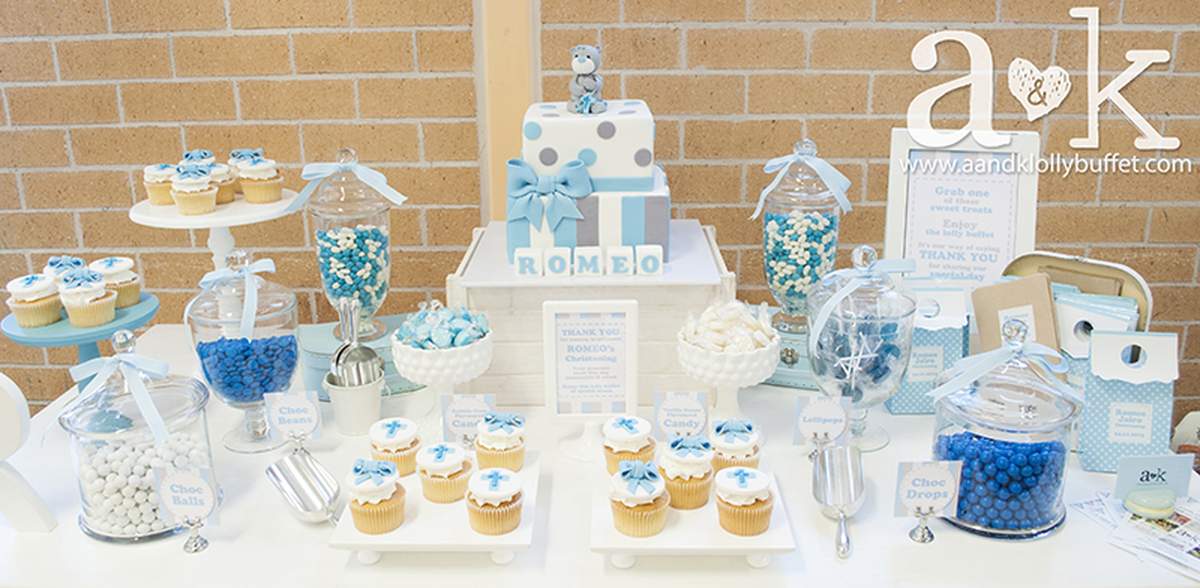 Blue and white Baptism Party Ideas | Photo 2 of 17 | Catch My Party