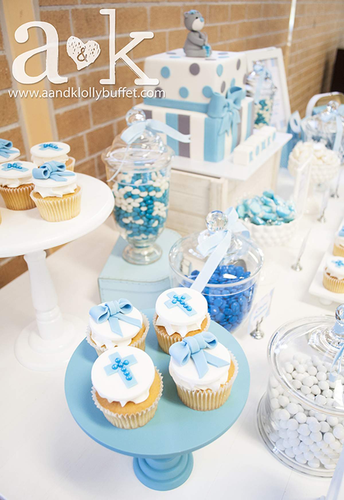 Blue and white Baptism Party Ideas | Photo 6 of 17 | Catch My Party
