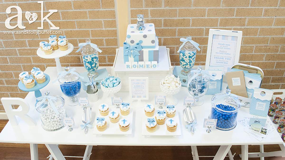 Blue and white Baptism Party Ideas | Photo 7 of 17 | Catch My Party