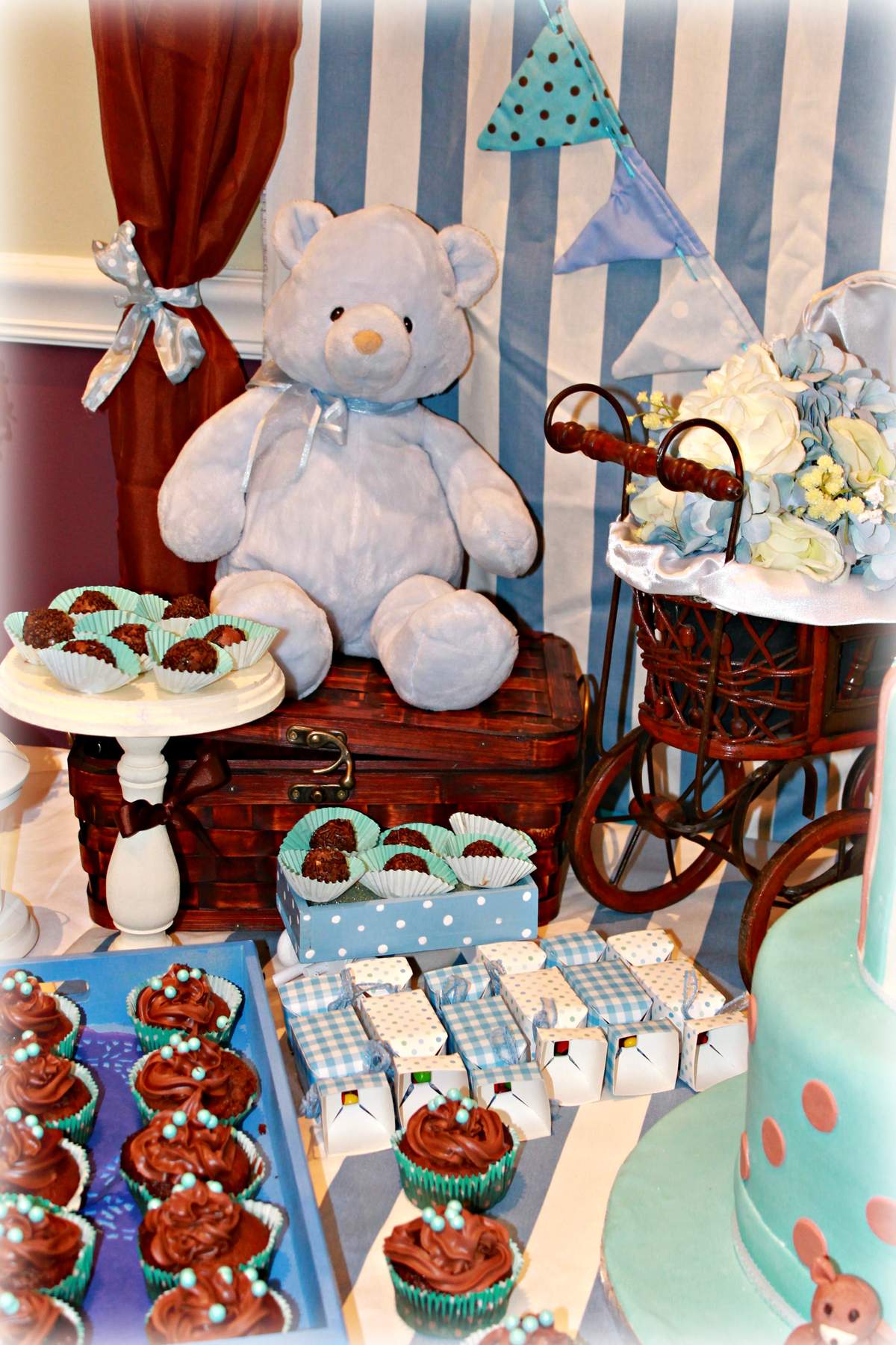 Blue and brown teddy bears Baby Shower Party Ideas | Photo 1 of 27 ...