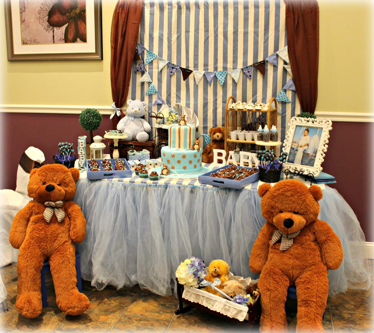 Blue and brown teddy bears Baby Shower Party Ideas | Photo 1 of 27 ...