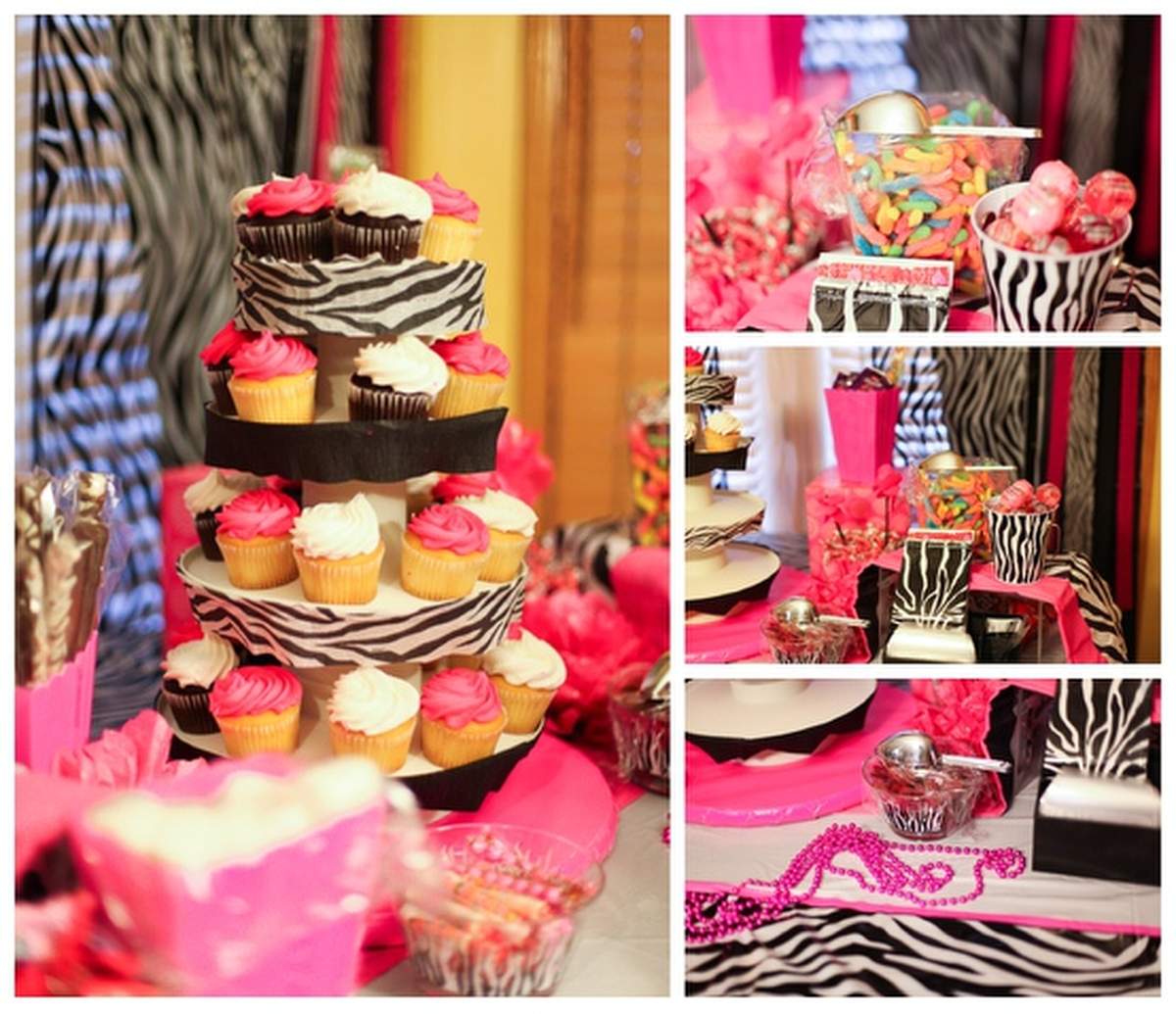 Zebra & Hot Pink spa Birthday Party Ideas | Photo 7 of 10 | Catch My Party