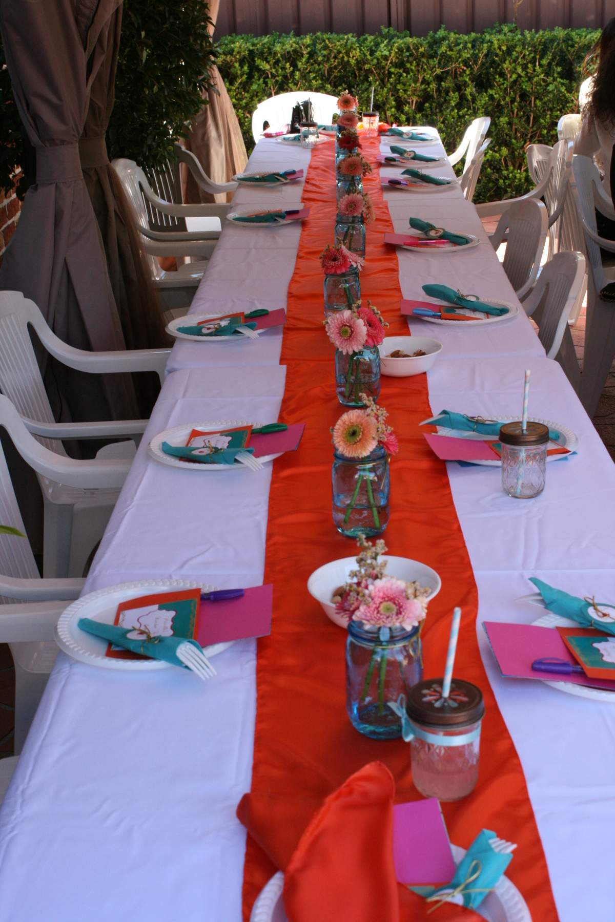 Orange, Aqua, Gold and Fuschia Tea Party Party Ideas | Photo 24 of 36 ...