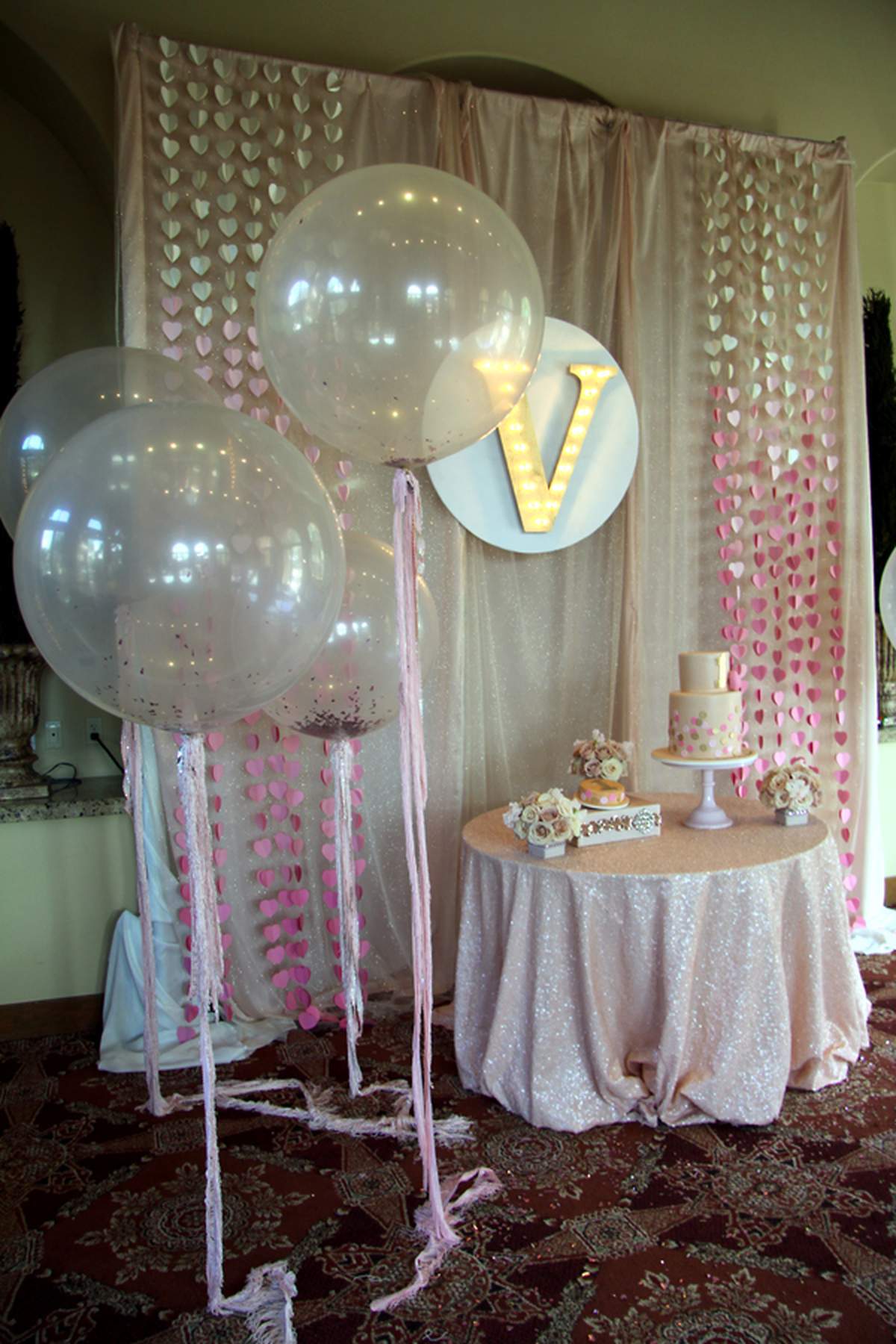 Blush and Gold - Hearts and Glitz Birthday Party Ideas | Photo 1 of 29 ...