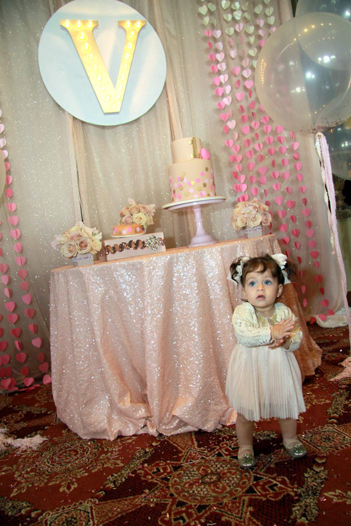Blush and Gold - Hearts and Glitz Birthday Party Ideas | Photo 1 of 29 ...