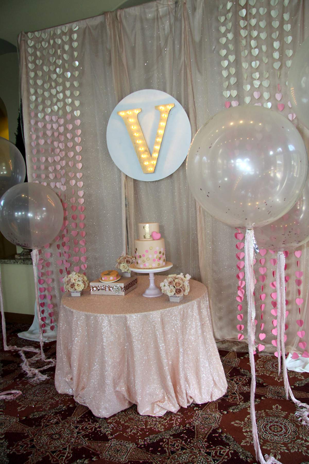 Blush and Gold - Hearts and Glitz Birthday Party Ideas | Photo 1 of 29 ...