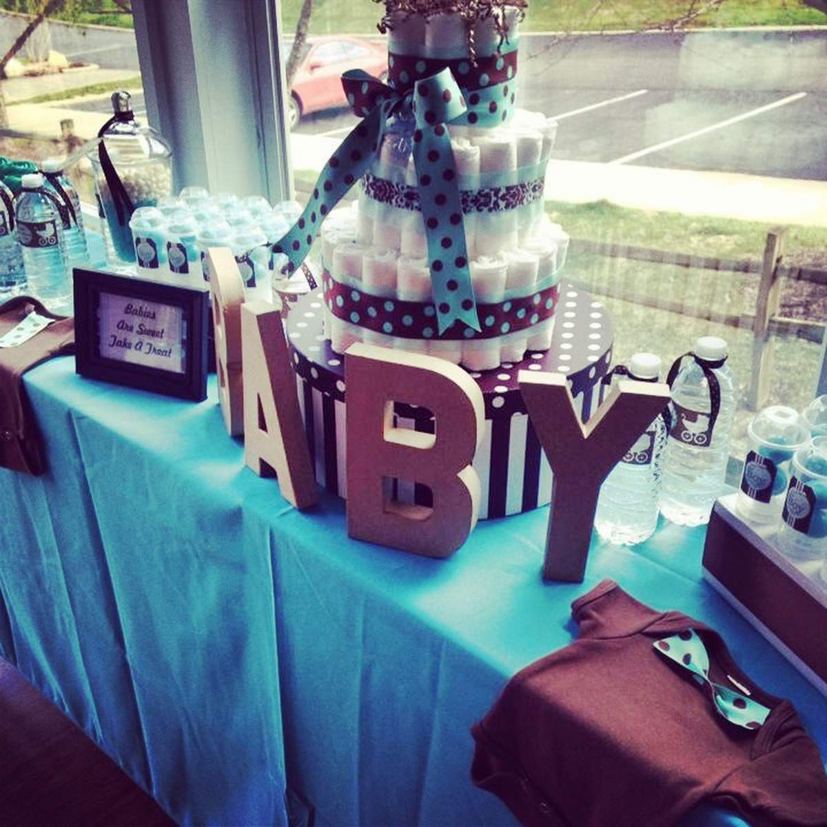 Turquoise & Brown baby Shower Baby Shower Party Ideas | Photo 7 of 39 ...