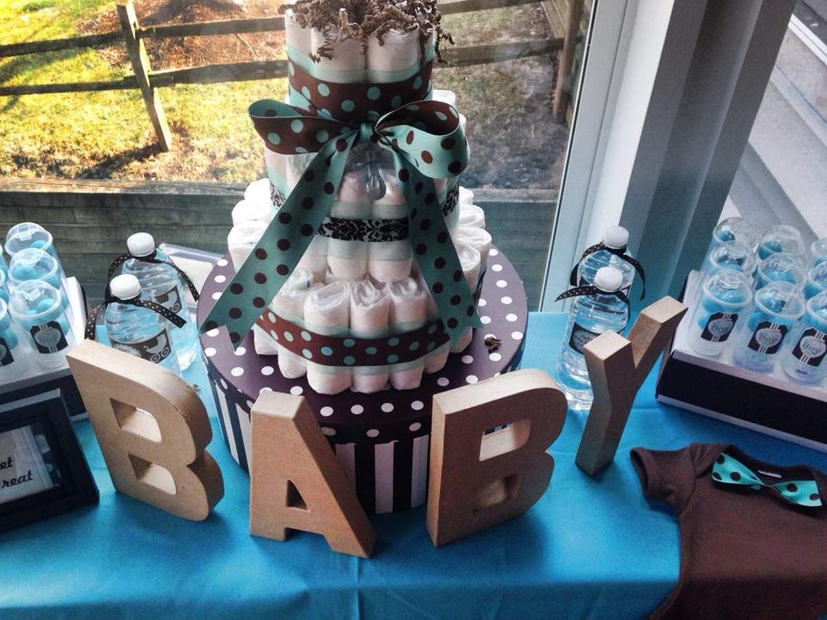 Turquoise & Brown baby Shower Baby Shower Party Ideas | Photo 7 of 39 ...