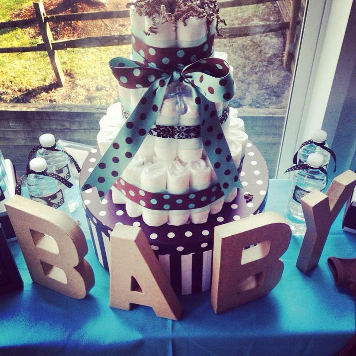 Turquoise & Brown baby Shower Baby Shower Party Ideas | Photo 7 of 39 ...