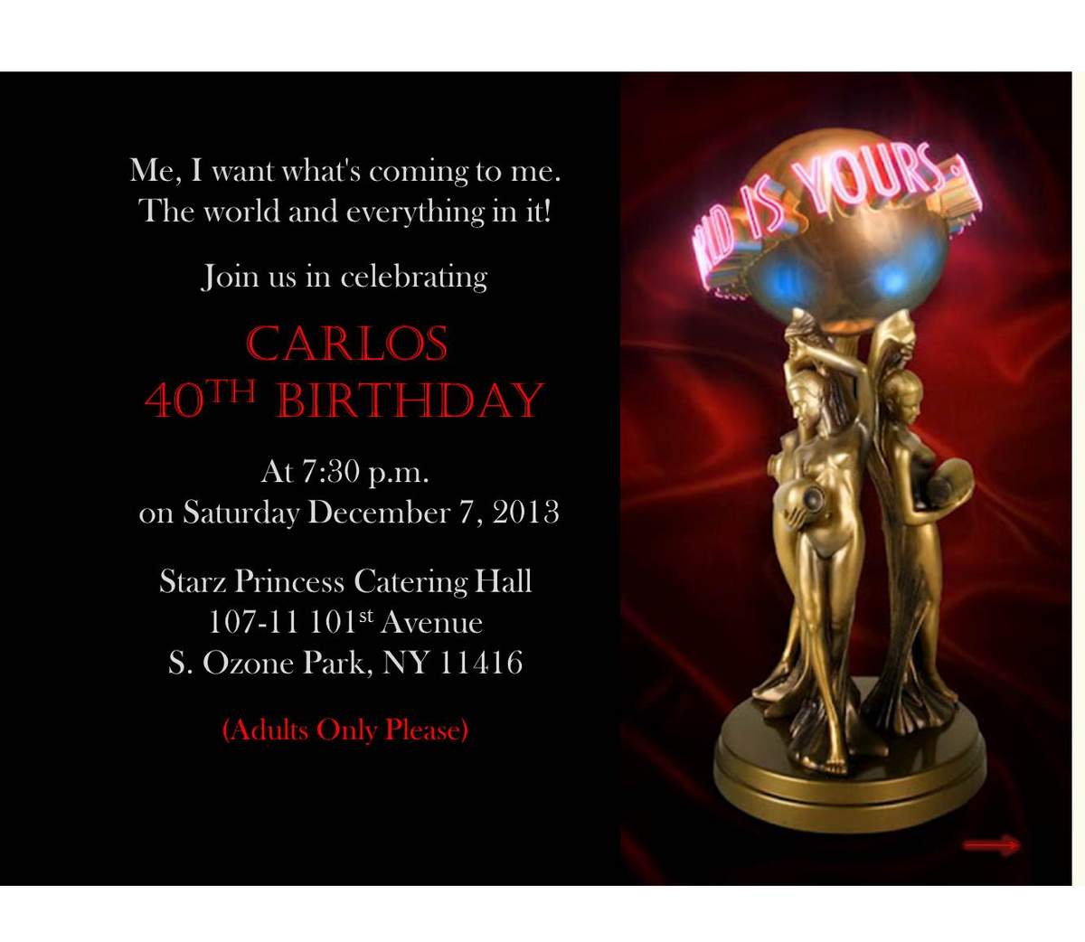 Scarface party / Gangsta / Al Pacino / The world is mine Birthday Party ...