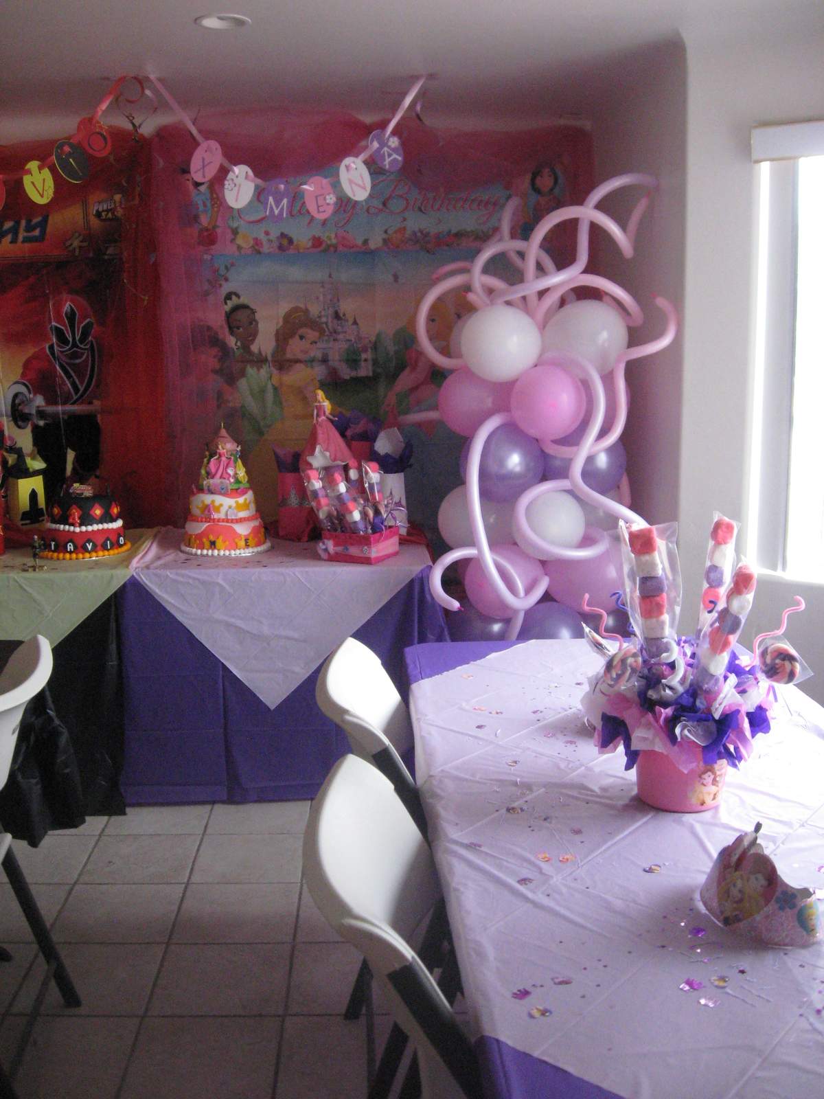 Disney princess and Power Rangers Birthday Party Ideas | Photo 1 of 15 ...