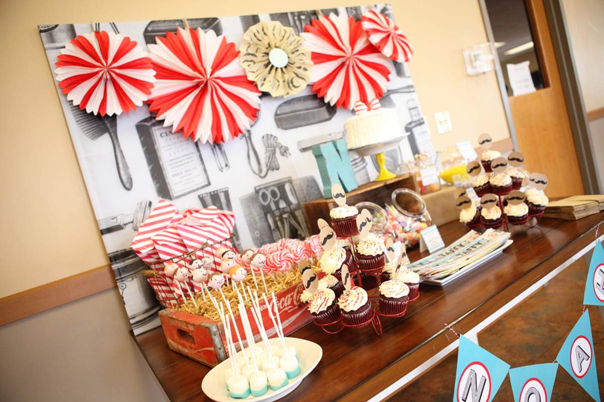 Mustaches / Little Man / Birthday "Old Fashioned Barbershop Party ...