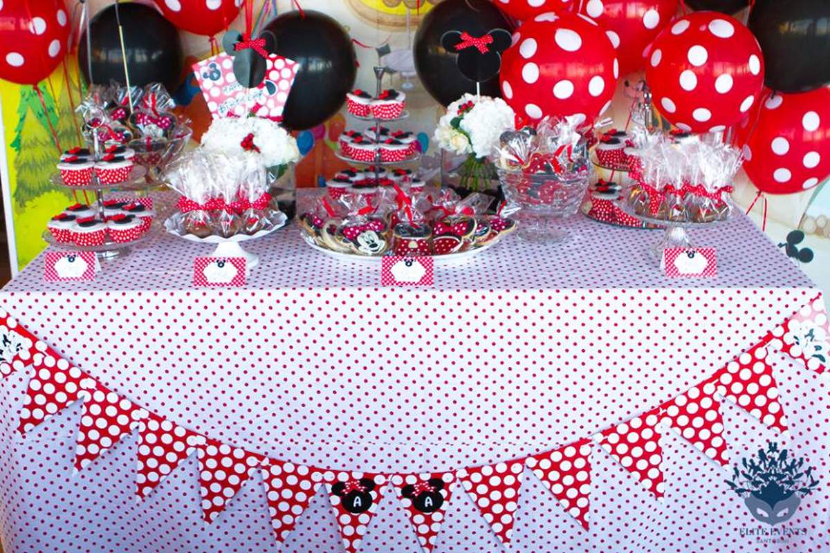 Mickey Mouse / Minnie Mouse, Red, White, Polka, Dots Birthday Party ...