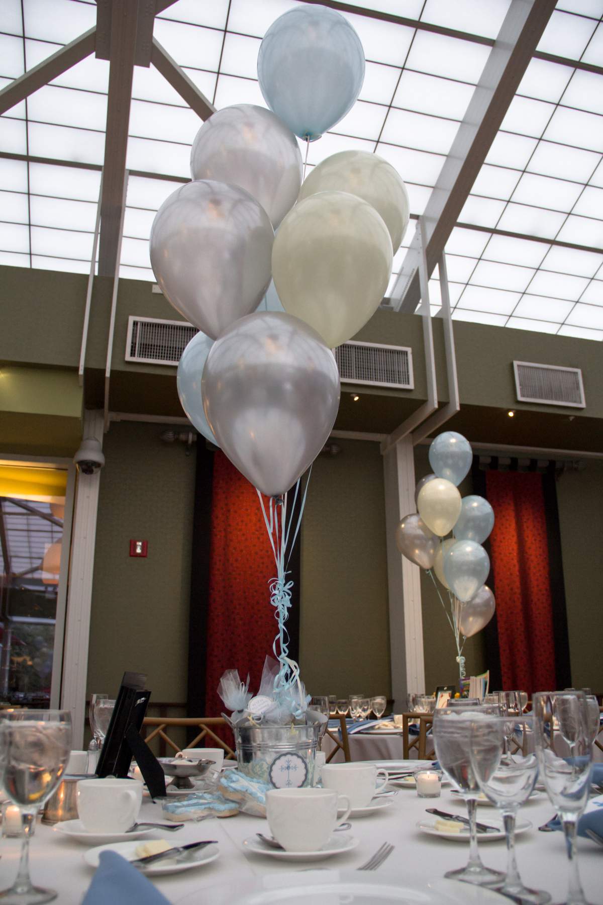 Twins Baptism , Damask Print with Ivory , Grey and Blue colors with a ...