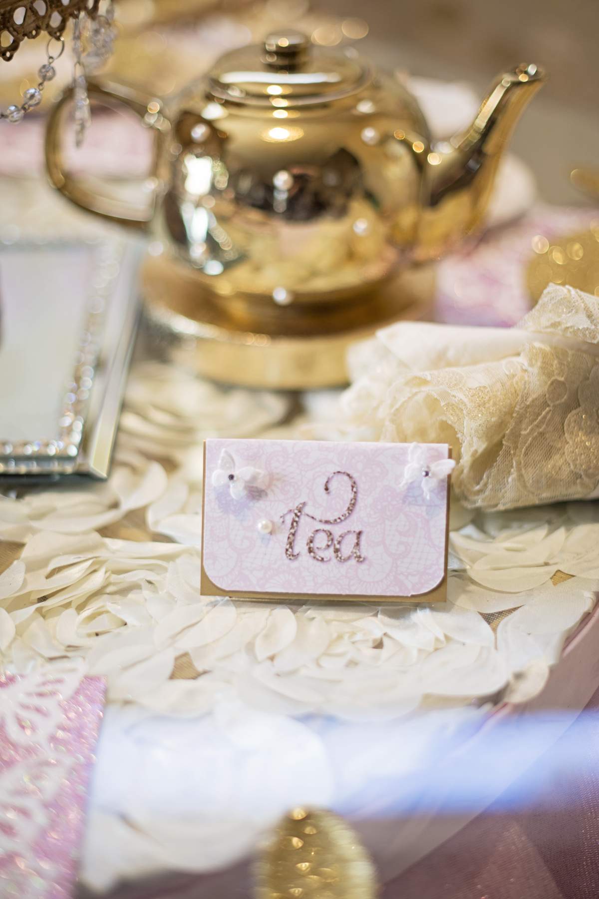 Gold and Pink Tea Party Valentine's Day Party Ideas | Photo 13 of 36 ...
