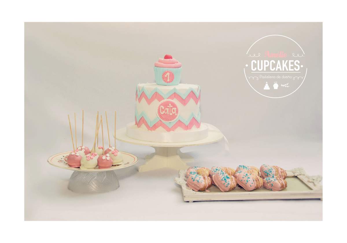 Lovely Cupcake Chevron Cake Birthday Party Ideas | Photo 1 of 5 | Catch ...