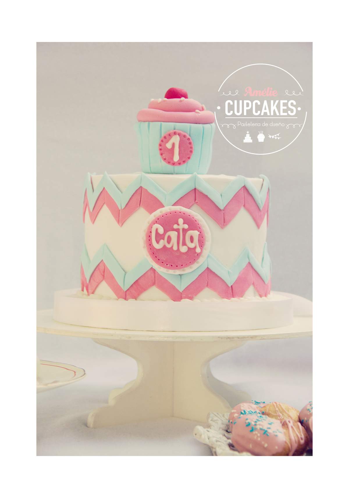 Lovely Cupcake Chevron Cake Birthday Party Ideas | Photo 1 of 5 | Catch ...