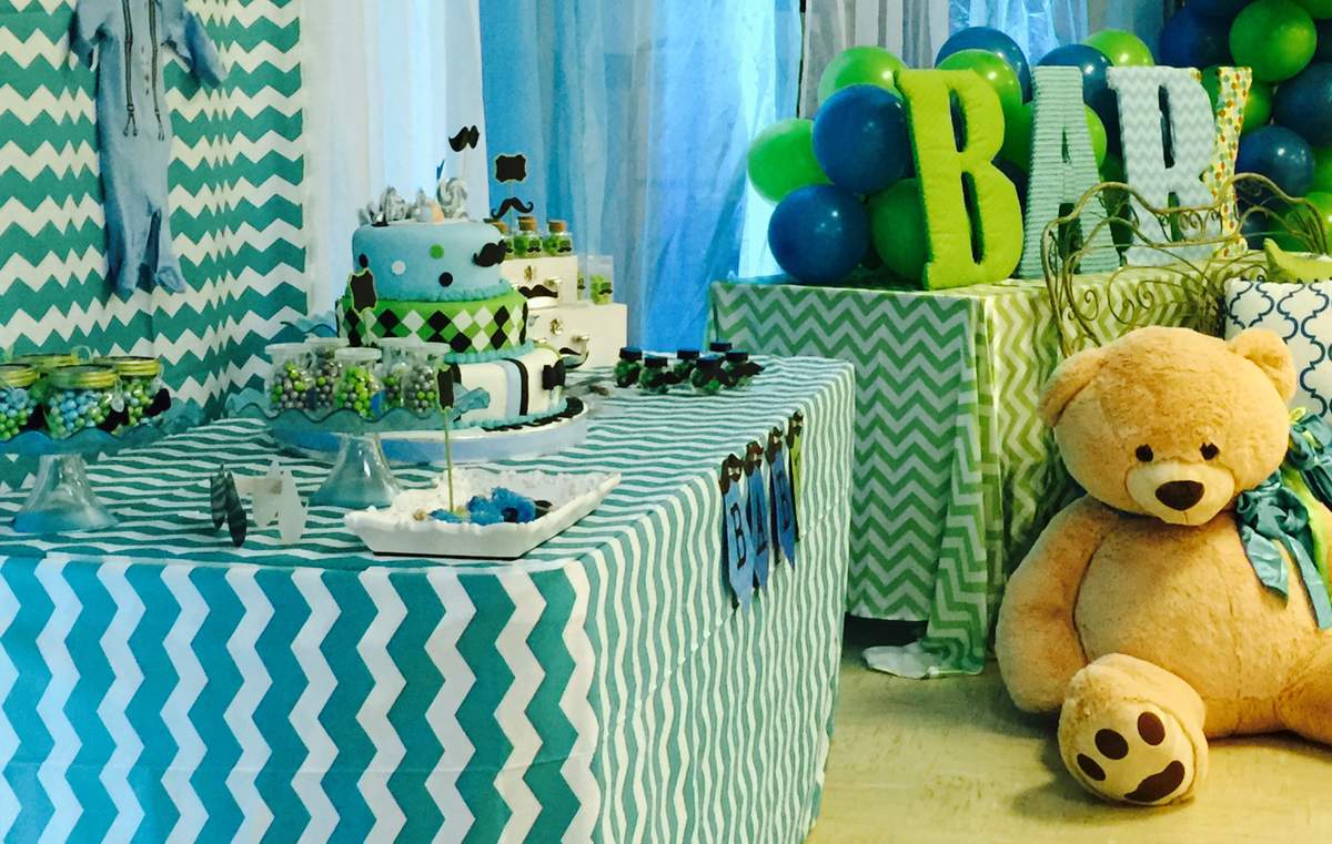 Teddy Bear Mustache Baby Shower Party Ideas | Photo 13 of 14 | Catch My ...