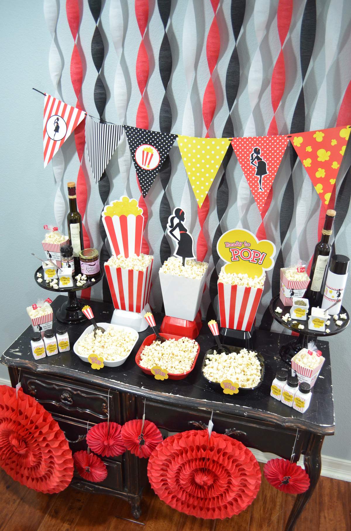 Ready To Pop Popcorn Bar Baby Shower Party Ideas | Photo 4 of 17 ...