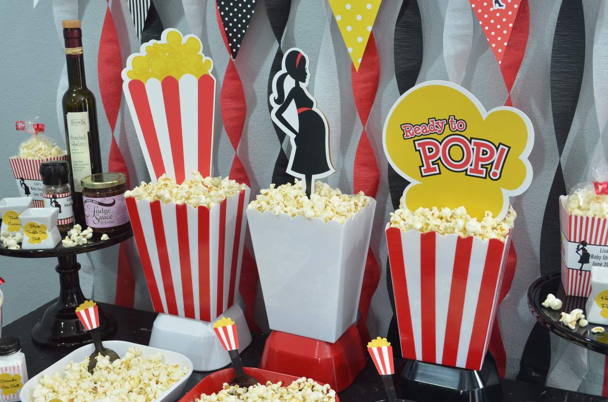 Ready To Pop Popcorn Bar Baby Shower Party Ideas | Photo 1 of 17 ...