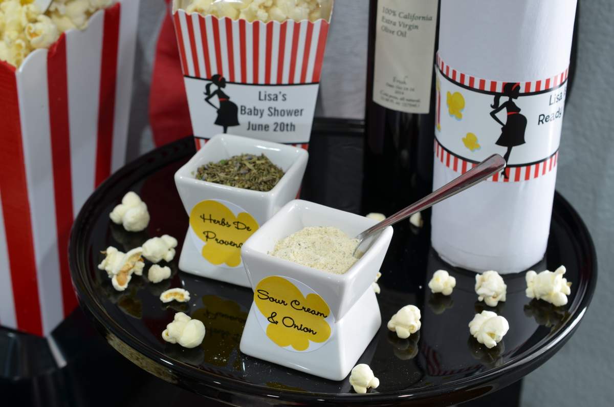 Ready To Pop Popcorn Bar Baby Shower Party Ideas | Photo 1 of 17 ...