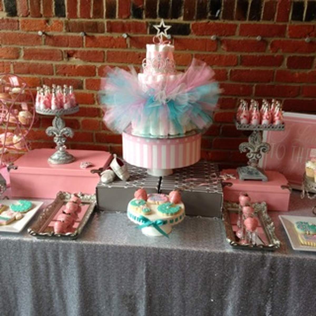 Pink, Grey & Turquoise Baby Shower Party Ideas | Photo 6 of 15 | Catch ...