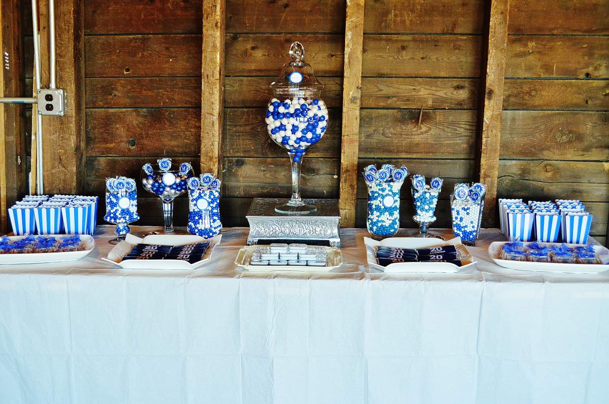 Rustic, blue and white Class Reunion Party Ideas | Photo 8 of 25 ...