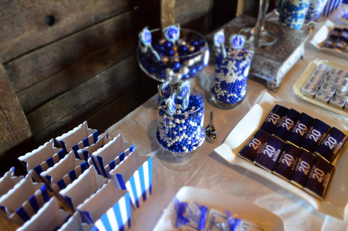 Rustic, blue and white Class Reunion Party Ideas | Photo 8 of 25 ...