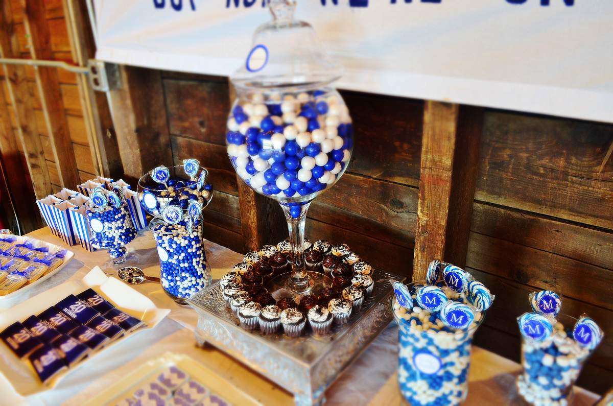 Rustic, blue and white Class Reunion Party Ideas | Photo 8 of 25 ...