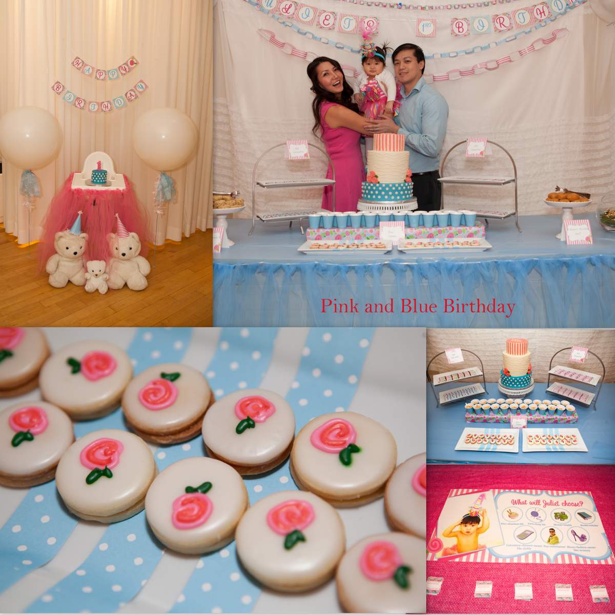 Modern (Korean) Dol First birthday / Birthday "Pink and Blue 1st ...