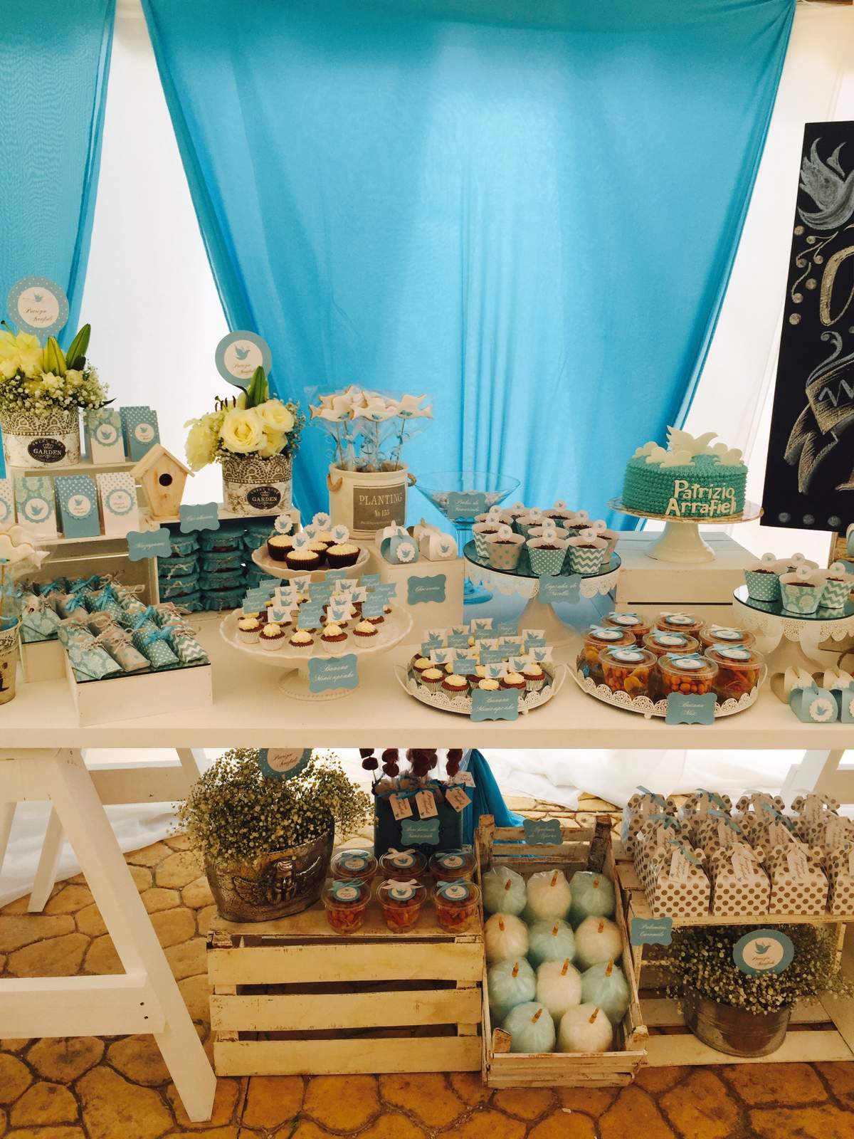 Doves, Baby Blue And flowers Baptism Party Ideas | Photo 1 of 25 ...