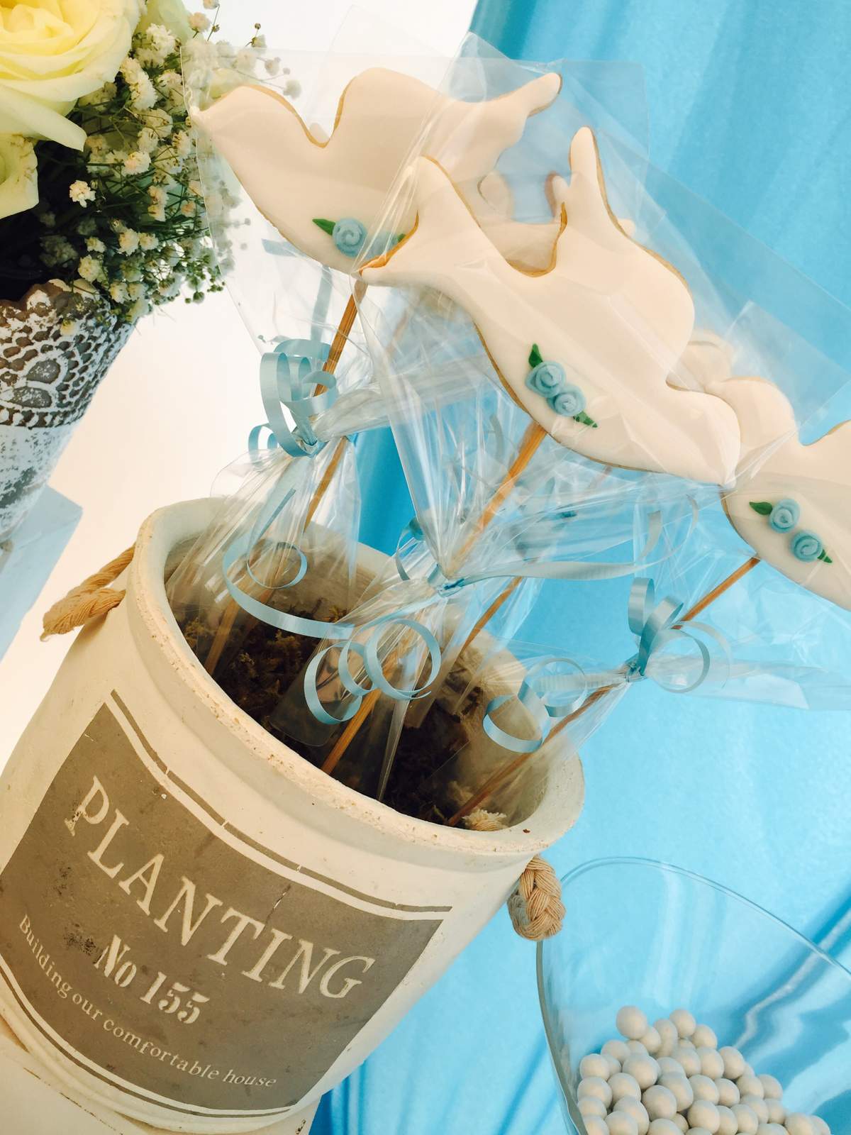 Doves, Baby Blue And flowers Baptism Party Ideas | Photo 1 of 25 ...