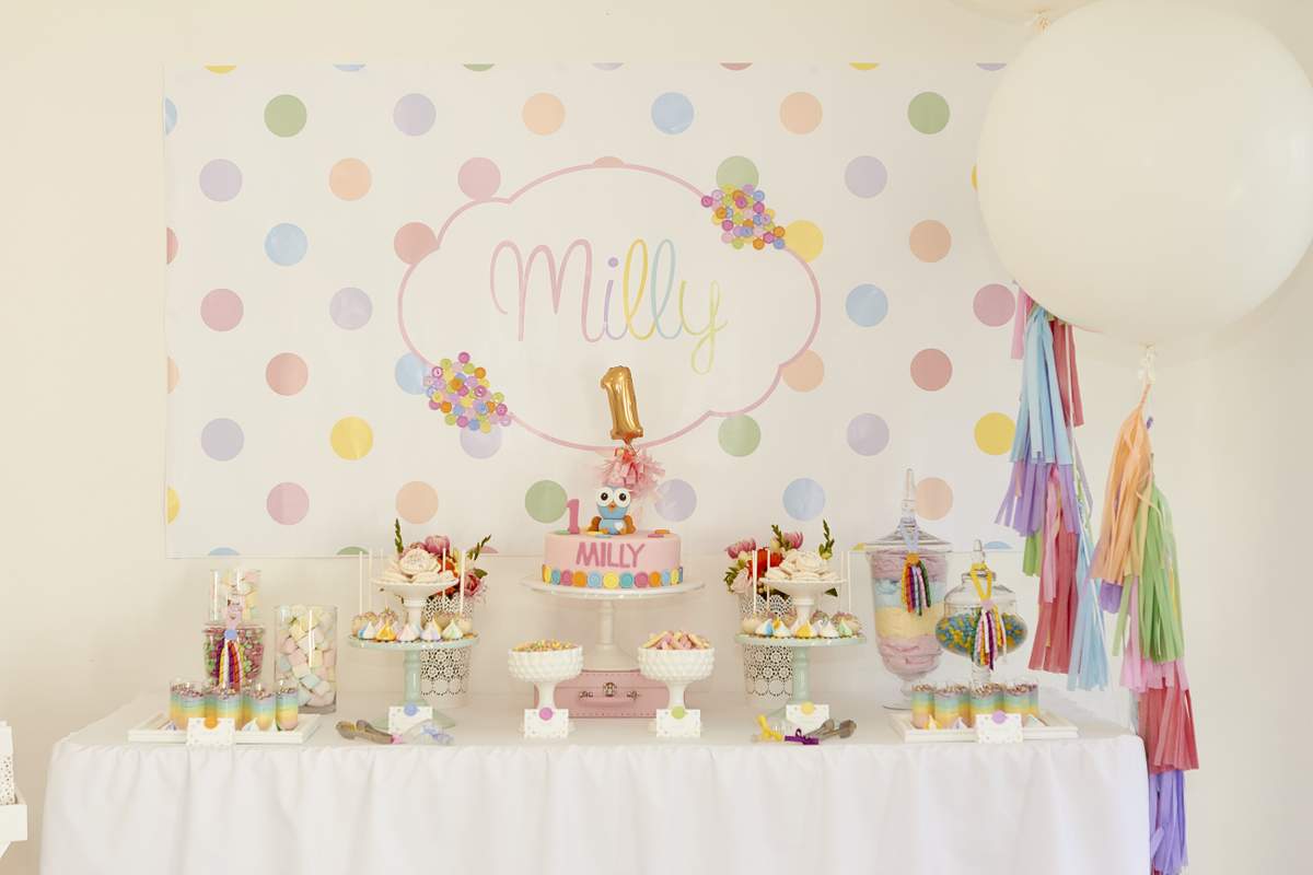 Hootabelle & Pastel Polka Dots Birthday Party Ideas | Photo 5 of 22 ...