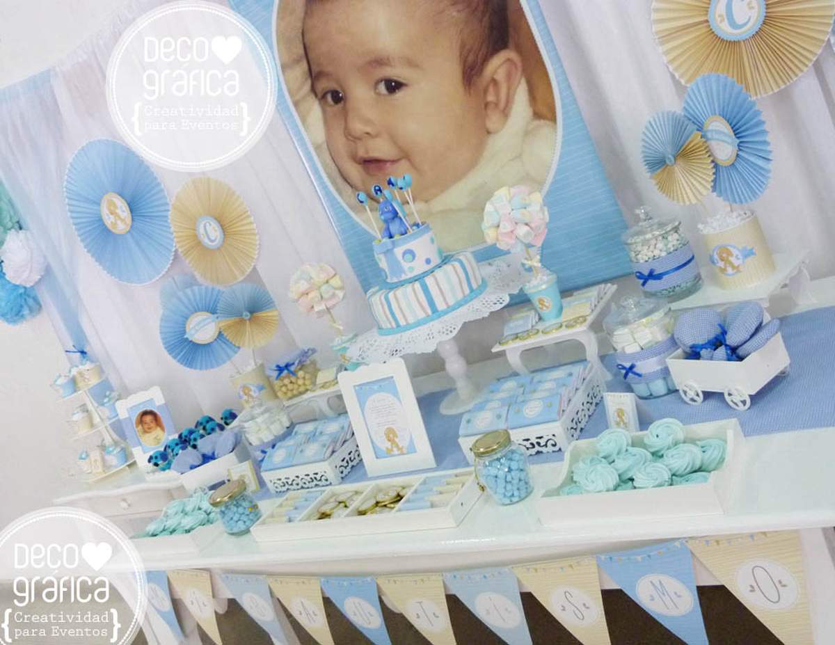 Cream & Light Blue Baptism Party Ideas | Photo 8 of 46 | Catch My Party
