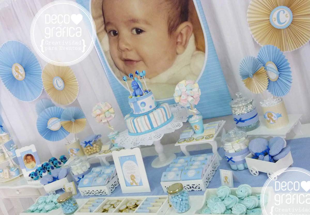 Cream & Light Blue Baptism Party Ideas | Photo 8 of 46 | Catch My Party