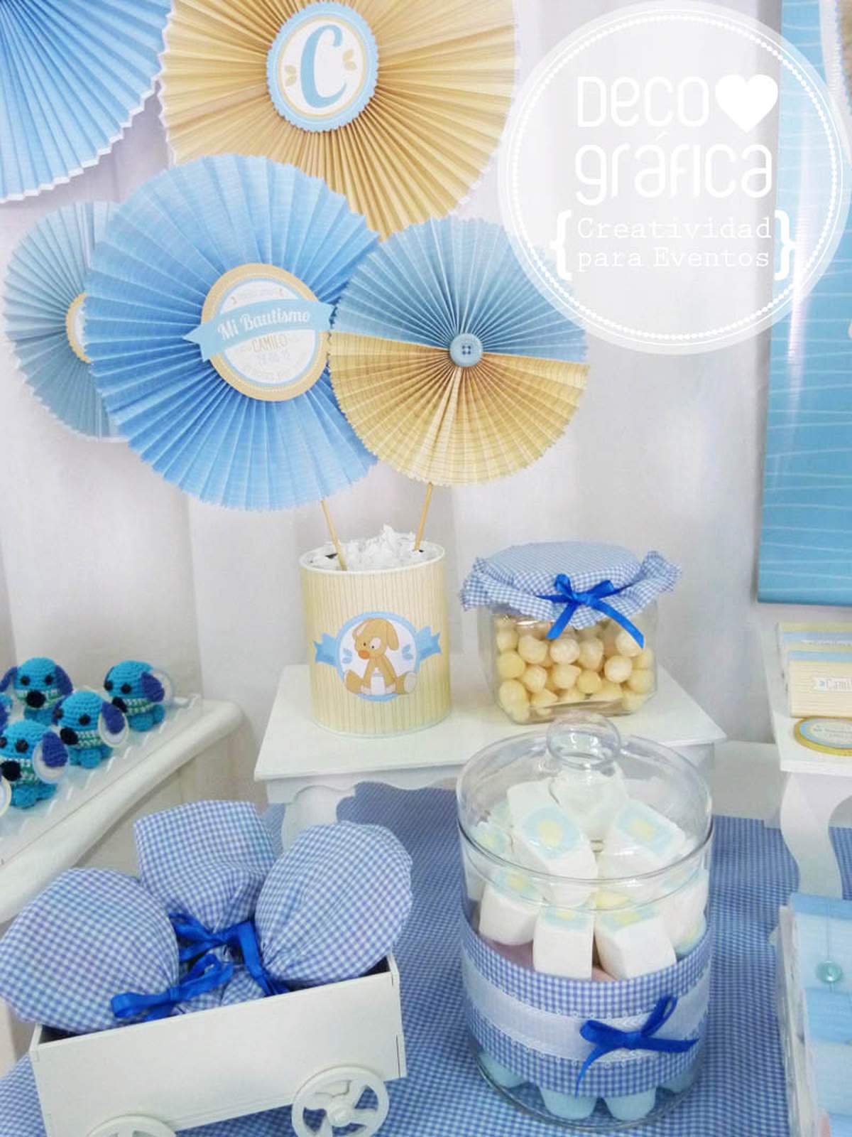 Cream & Light Blue Baptism Party Ideas | Photo 8 of 46 | Catch My Party