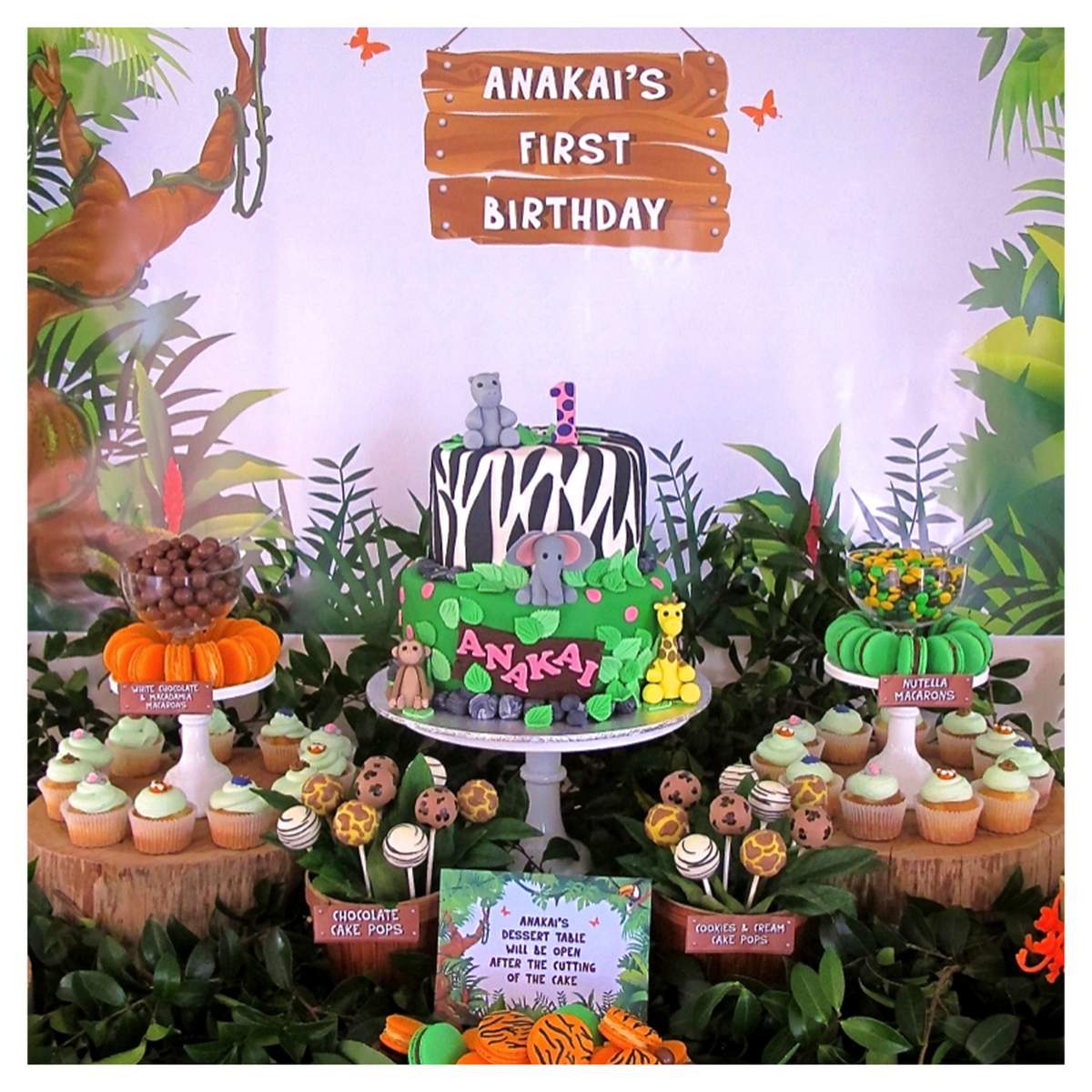 Jungle Themed First Birthday Birthday Party Ideas | Photo 1 of 8 ...
