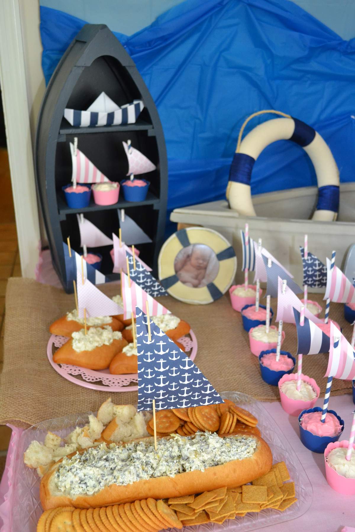 Pink & Navy Nautical 1st Birthday Birthday Party Ideas | Photo 2 of 17 ...