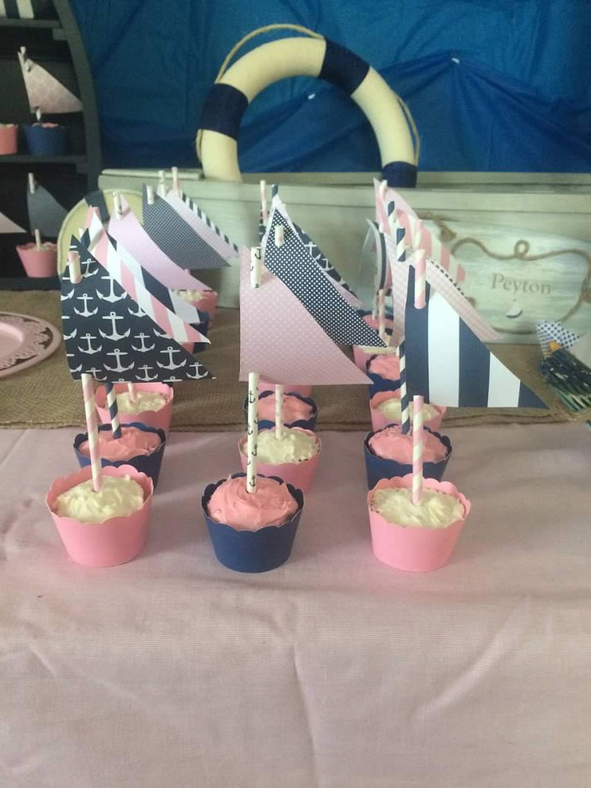 Pink & Navy Nautical 1st Birthday Birthday Party Ideas | Photo 2 of 17 ...