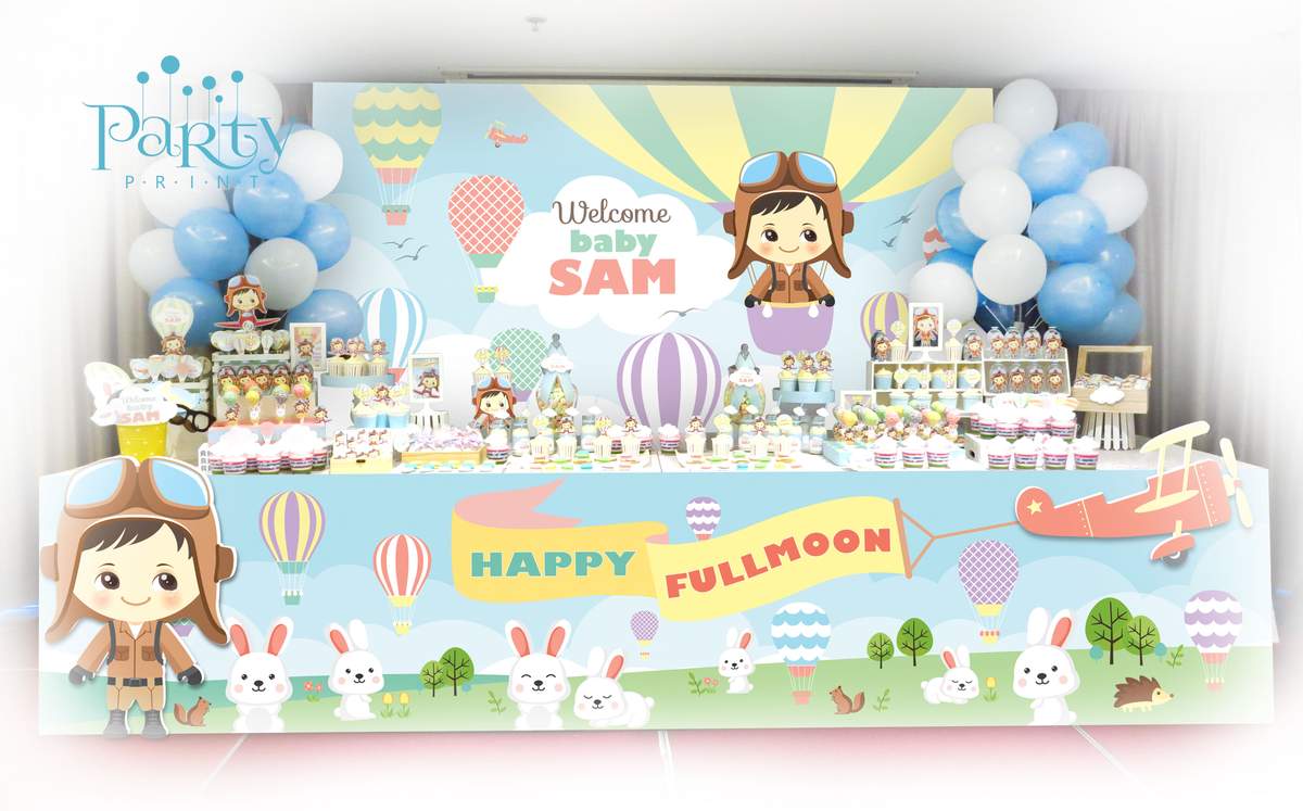 Hot Air Balloon & Aviator / Baby Shower "Welcome Baby Sam" | Catch My Party
