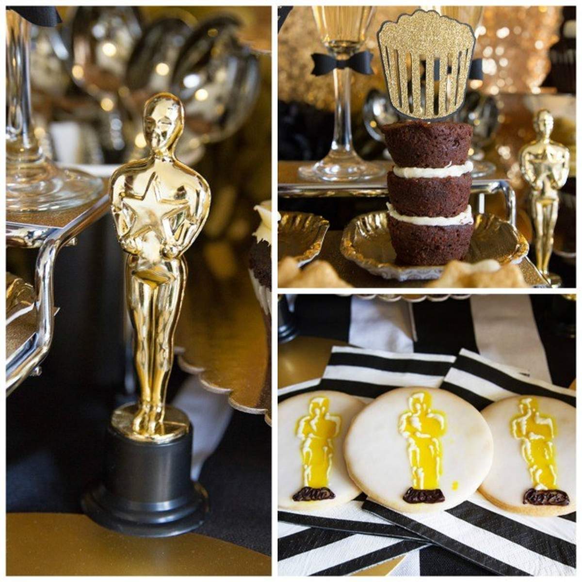 Black Tie, Black And Gold Oscar Party Party Ideas | Photo 10 of 16 ...