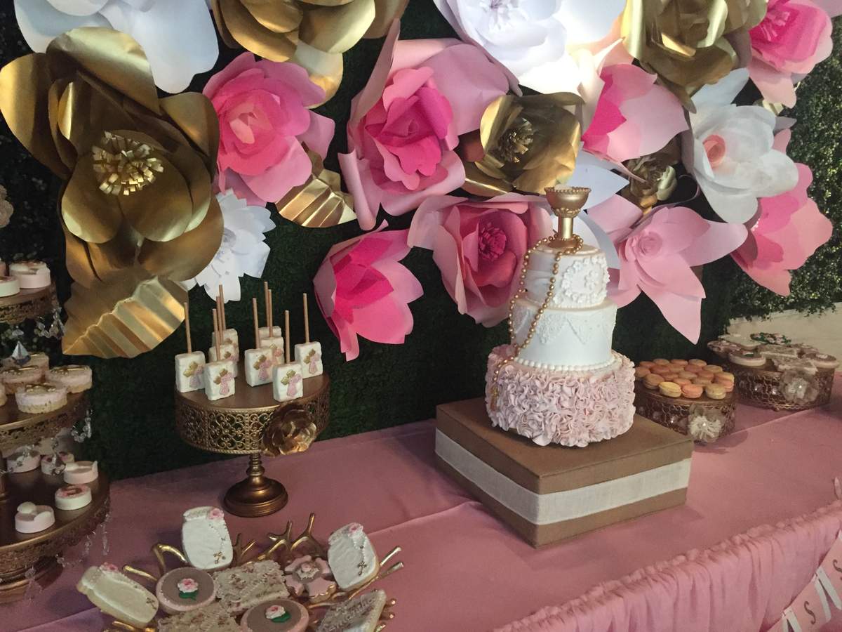 Pink and Gold First Holy Communion First Holy Communion Party Ideas ...