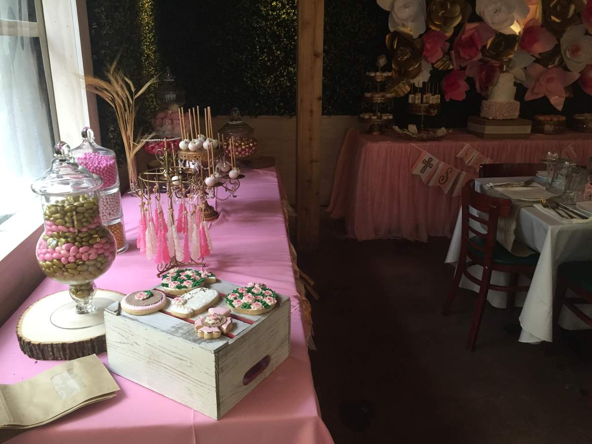 Pink and Gold First Holy Communion First Holy Communion Party Ideas ...