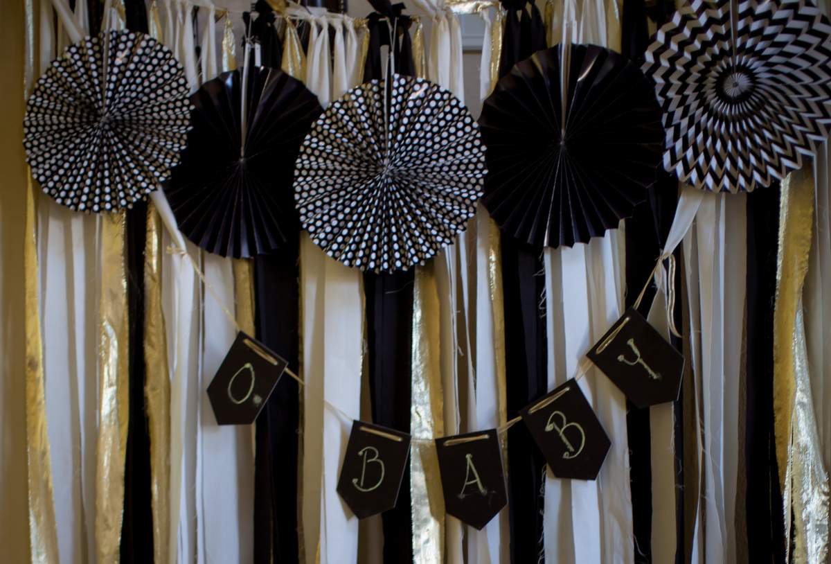 Black and Gold Baby Shower Party Ideas | Photo 2 of 13 | Catch My Party