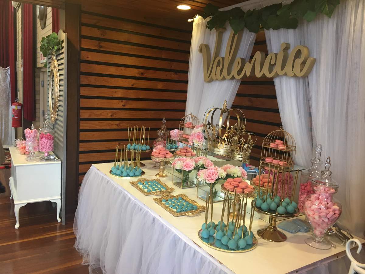 Princess theme in pink, gold & teal Birthday Party Ideas | Photo 1 of ...