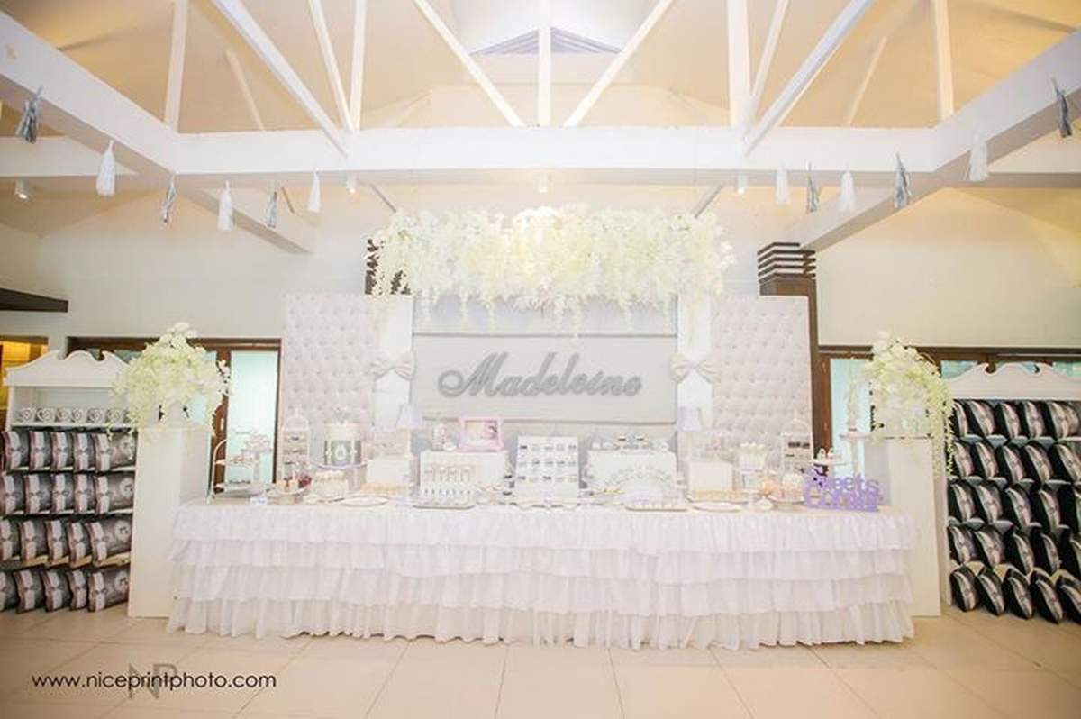 Classic white Baptism Party Ideas | Photo 1 of 11 | Catch My Party