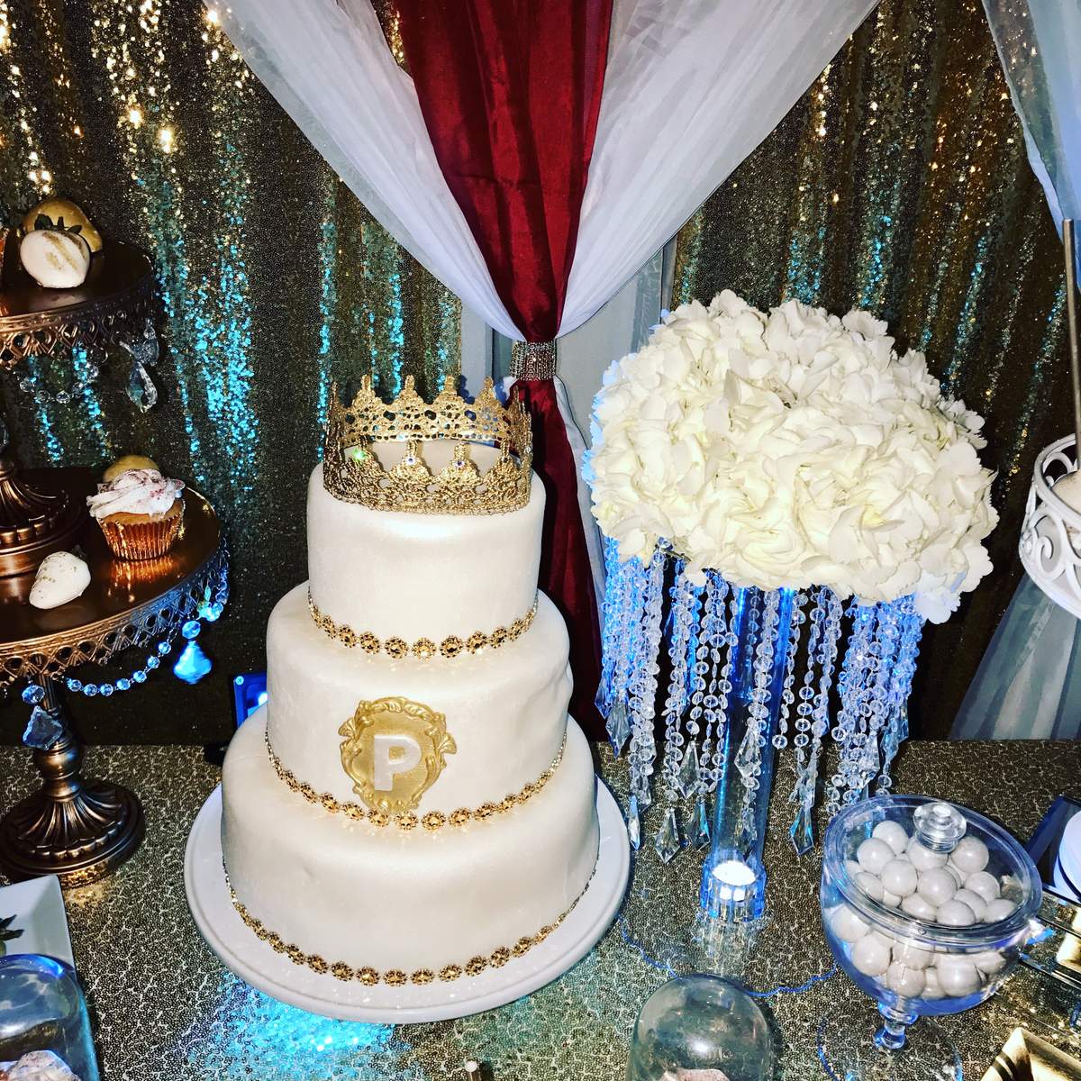 White & Gold with a hint on Red Baby Shower Party Ideas | Photo 13 of ...