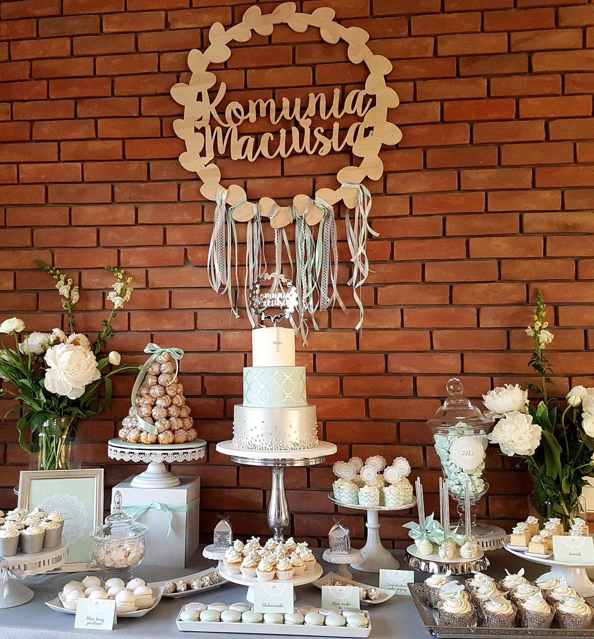 Boho Chic / First Communion "Mint and silver First Communion" | Catch ...