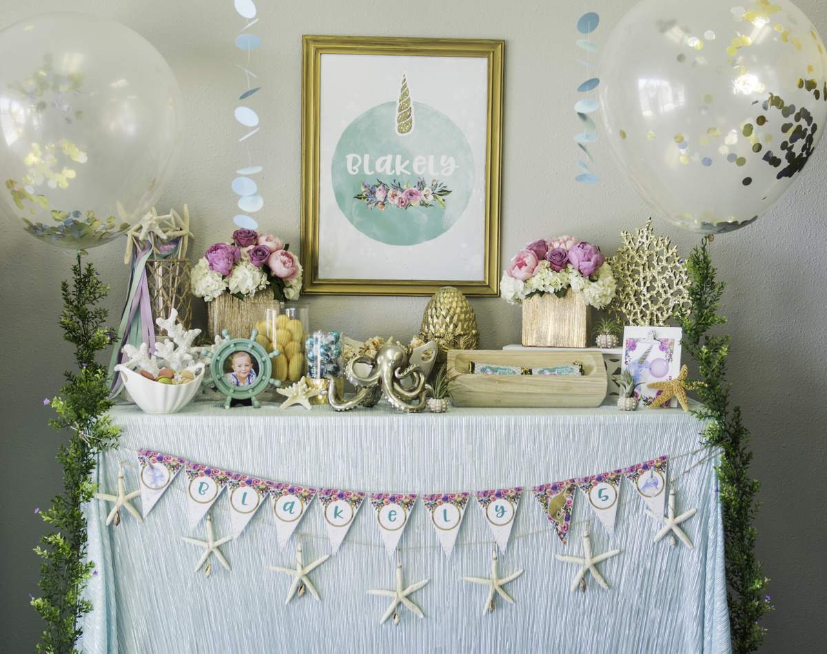 Magical Narwhal; Unicorns of the Sea Party Birthday Party Ideas | Photo ...